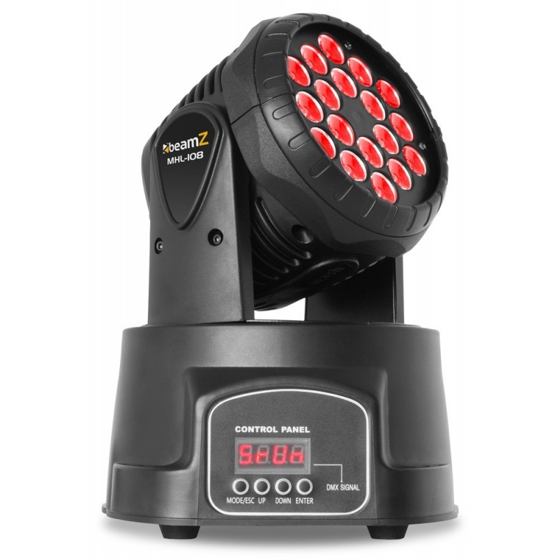 Mini Moving Head LED 18x 3W 3-in-1 RGB MHL108MK3 - Partysound