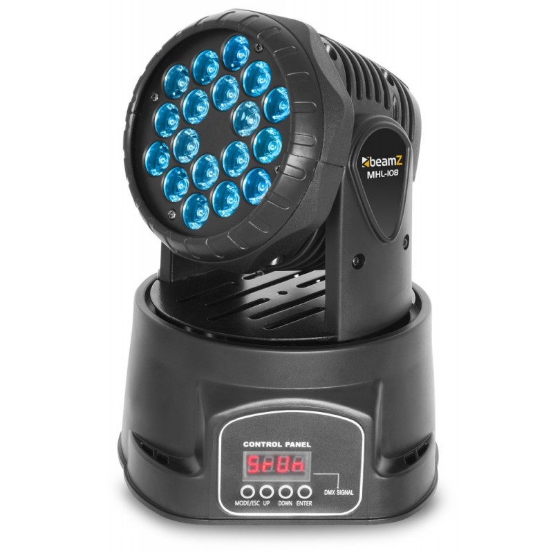 Mini Moving Head LED 18x 3W 3-in-1 RGB MHL108MK3 - Partysound