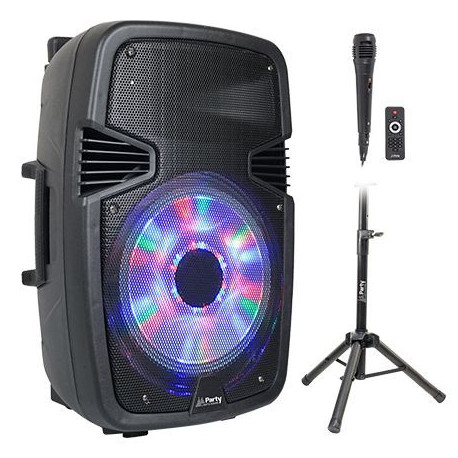 Set Boxa Activa, 15 Inch/38cm, Iluminat Led, Cu Bt/usb/sd/fm, Stand ...